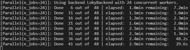 why it's still running even after model fitting completion for each iteration, 60GB ram, --cpu ...