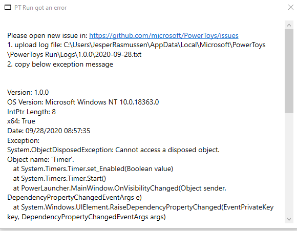 Powertoys Displays Error On Startup · Issue 6864 · Microsoftpowertoys · Github