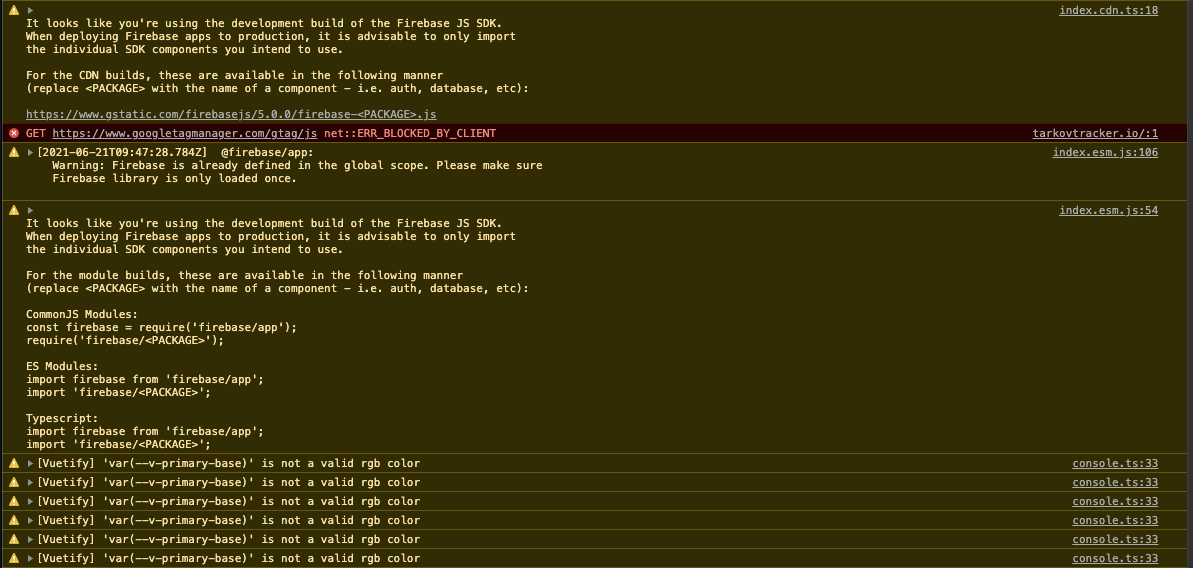 It looks like you're using the development build of the Firebase JS SDK · Issue #13 ...