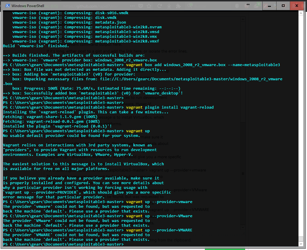 fail vagrant up provier · Issue #215 · rapid7/metasploitable3 · GitHub