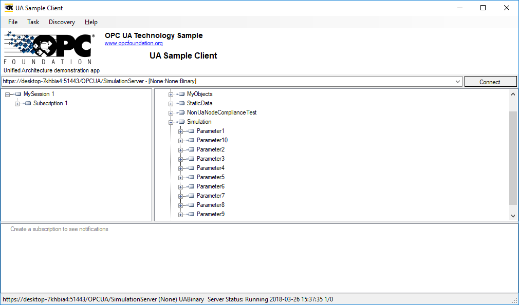 Communication Error: https endpoints, OPC UA Sample Client and other simulation server · Issue ...