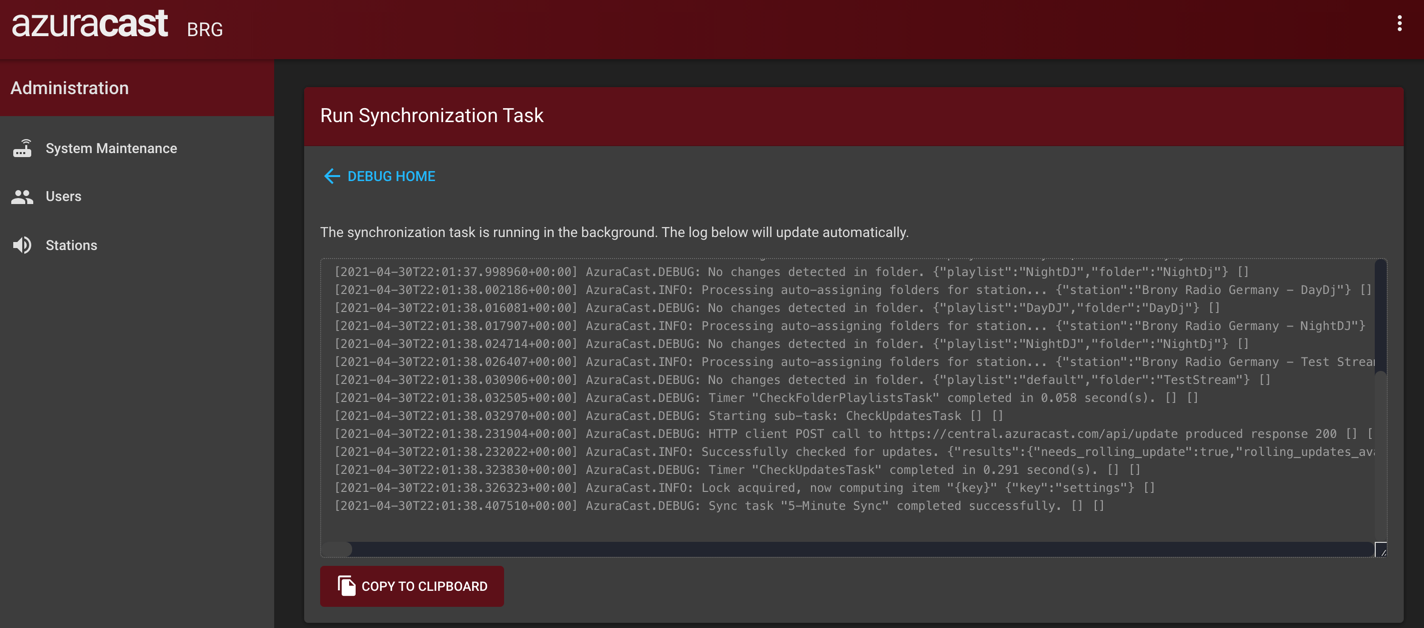 Synchronized task not performed recently · Issue #4103 · AzuraCast/AzuraCast · GitHub