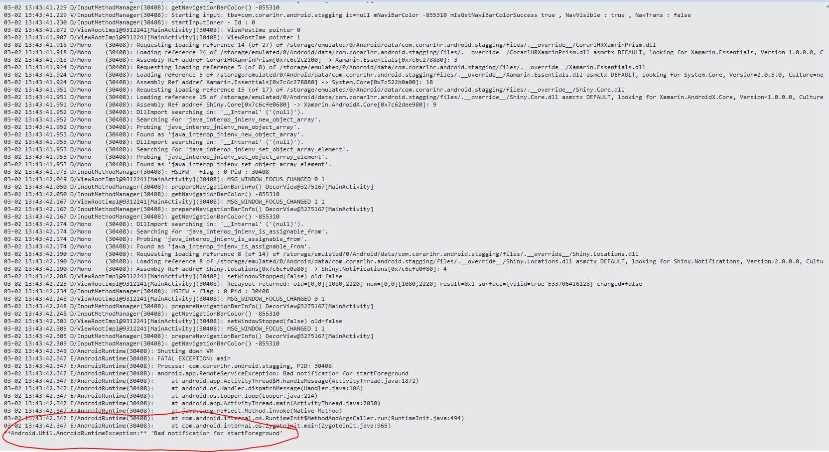 Android GPS Location reading is error with "Bad notification for startForeground" when assigning ...