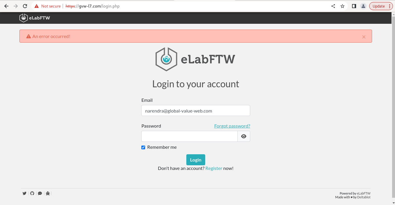 Not able to login to system after registering · Issue #4652 · elabftw/elabftw · GitHub