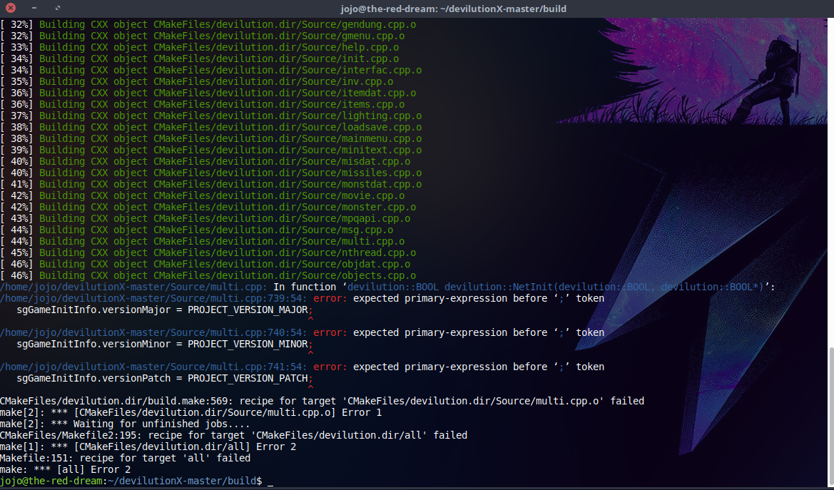 Failure when attempting to Compile · Issue #1401 · diasurgical/DevilutionX · GitHub