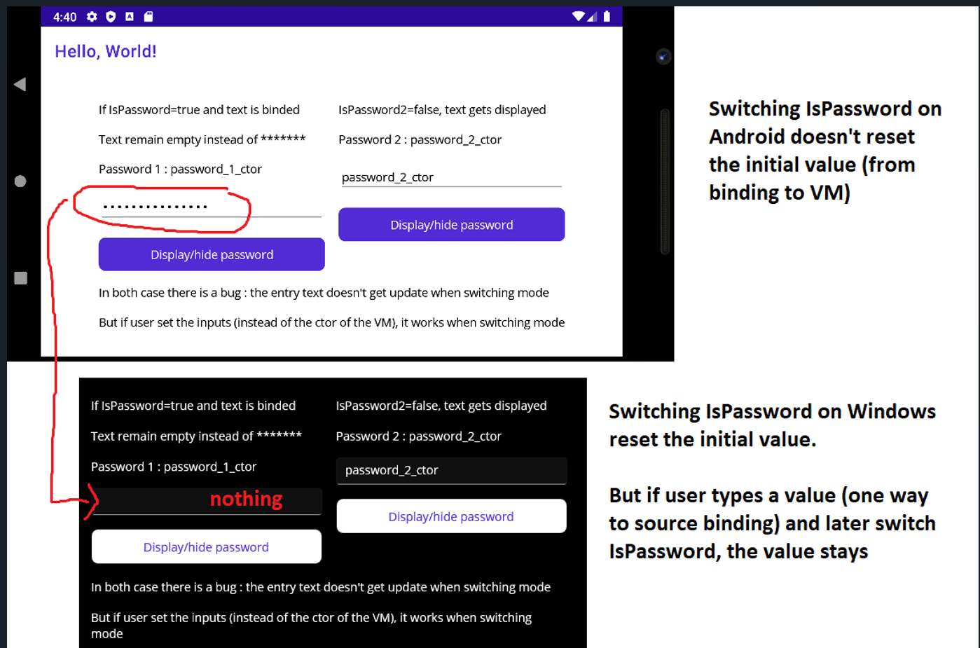 Entryispassword Several Bugs On Windows Value From Binding Is Not Set Ispassword Cannot Be
