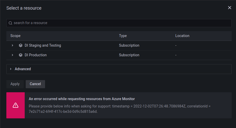 Azure Monitor Bad Request When Trying To Query Subscription For Metrics · Issue 59688