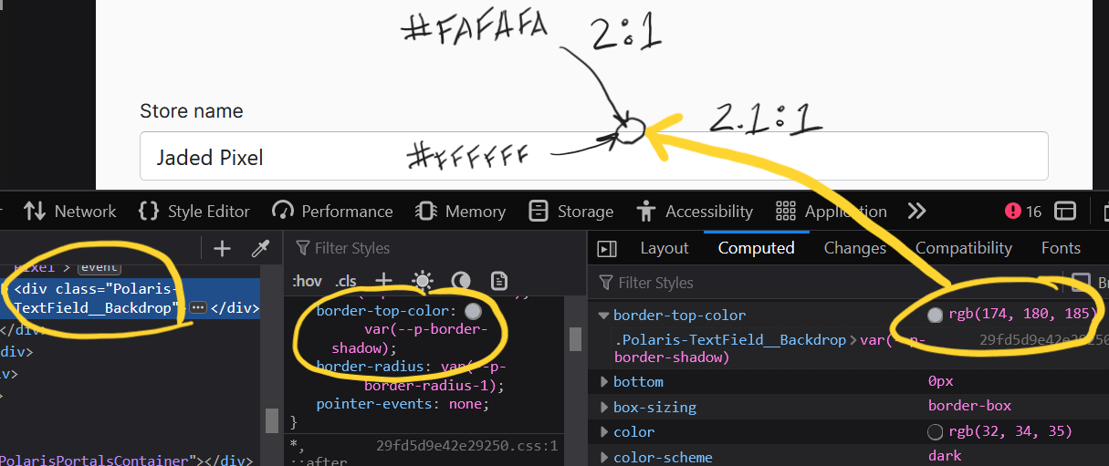 [TextField] Borders fail WCAG SC 1.4.11 Non-text Contrast · Issue #7838 · Shopify/polaris · GitHub