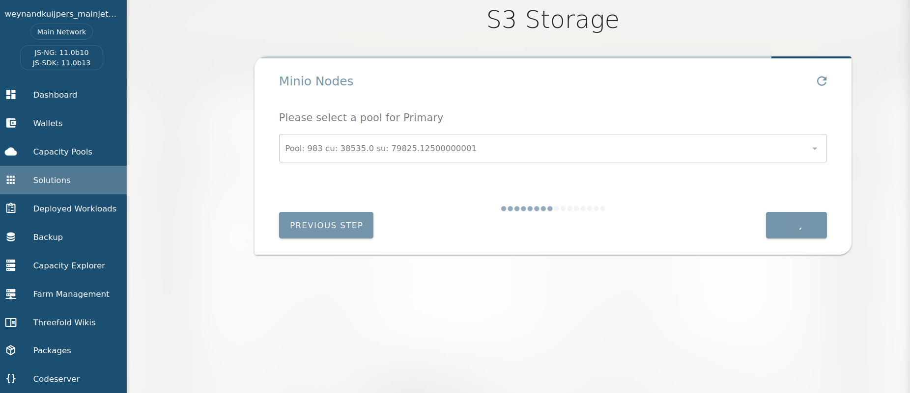 Wizard does not progress to the next step · Issue #1876 · threefoldtech/js-sdk · GitHub