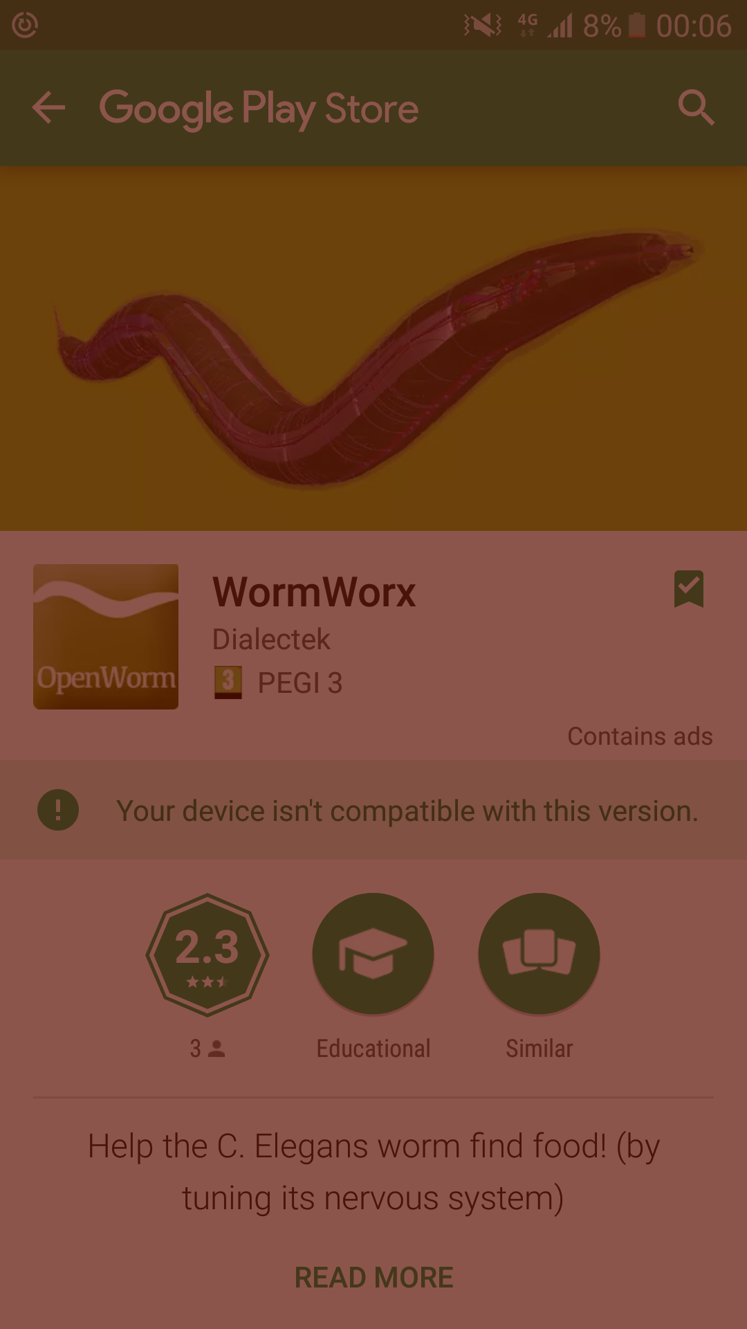 Wormworx app is not compatible with Samsung Galaxy S5 with Android 6.0.1 · Issue #1 · openworm ...
