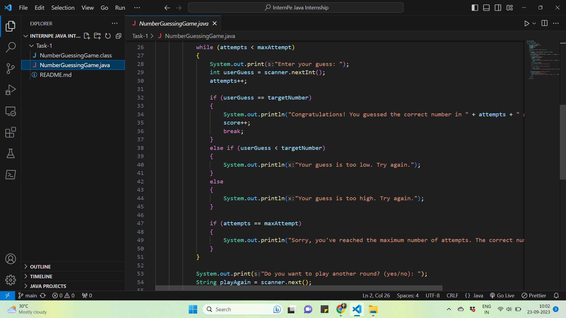 GitHub - deblinaroy11/InternPe-Task1: Task : Make a Guess a Number With ...