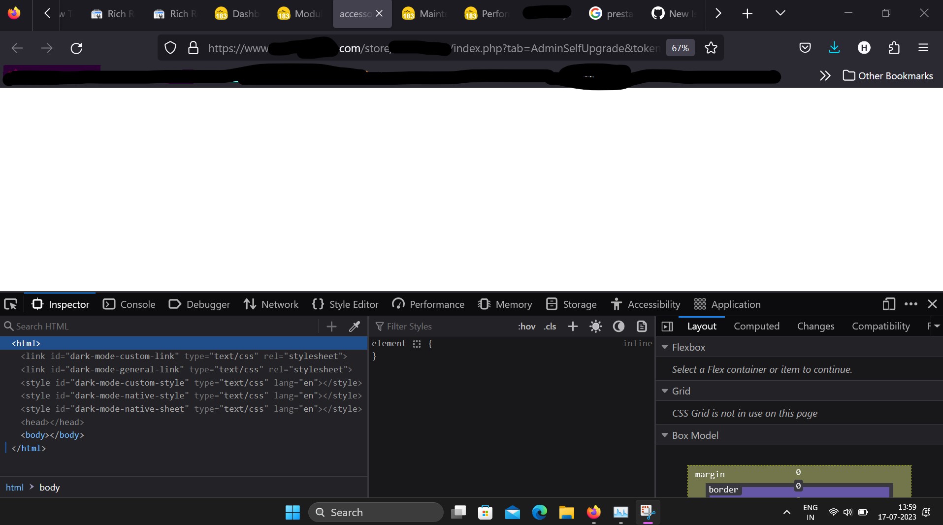 After update "Prestashop 1click upgrade" to 4.16.0 version, configuration page is blank when I ...