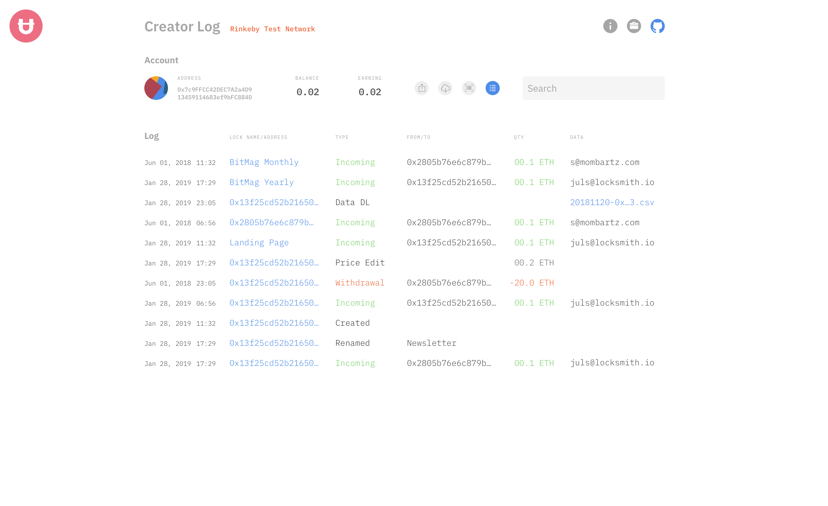 Dashboard Transaction Log Page · Issue #526 · unlock-protocol/unlock · GitHub
