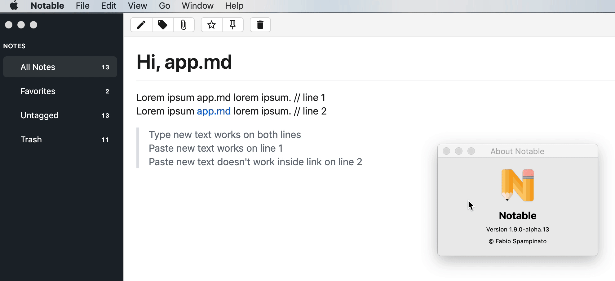 Paste text doesn't work inside link · Issue #1114 · notable/notable · GitHub