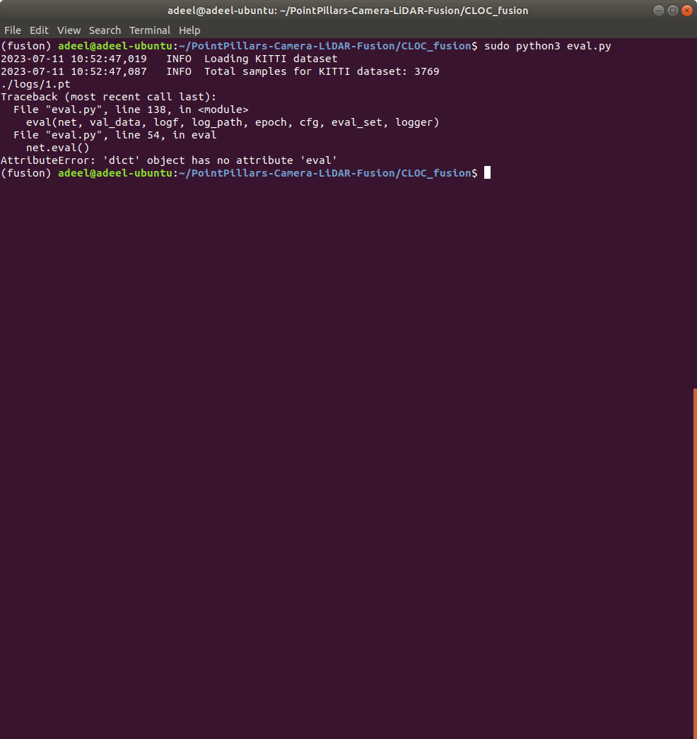Eval Py And Train Py Errors · Issue 5 · Loahit5101 Pointpillars Camera Lidar Fusion · Github
