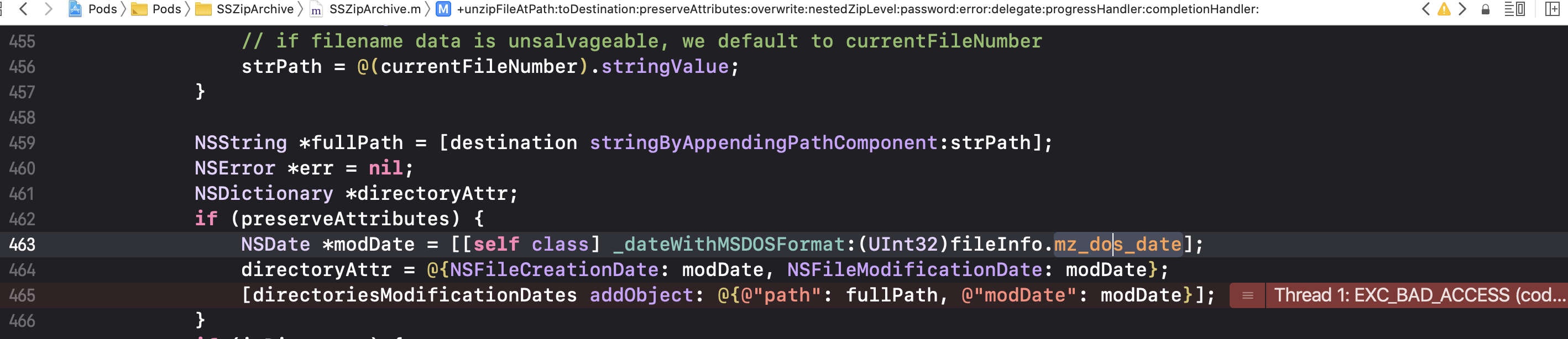 it will crash when you unzip zip files · Issue #602 · ZipArchive/ZipArchive · GitHub