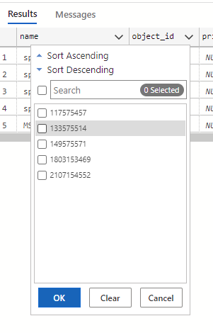 query results grid: add ability to remove filter on all the columns ...