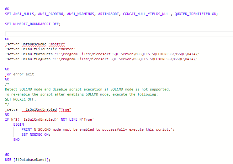 Open the table designer generated script with SQLCMD mode enabled · Issue #18234 · microsoft ...