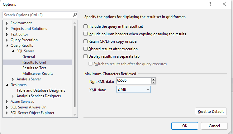 VARCHAR(MAX) strings are truncated in results and in results to file ...