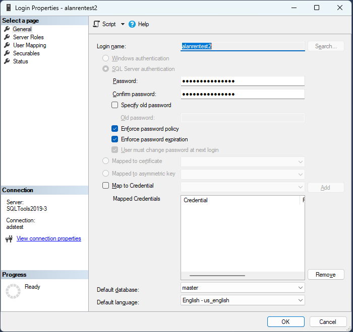 must_change and lock out options should be disabled for existing logins ...
