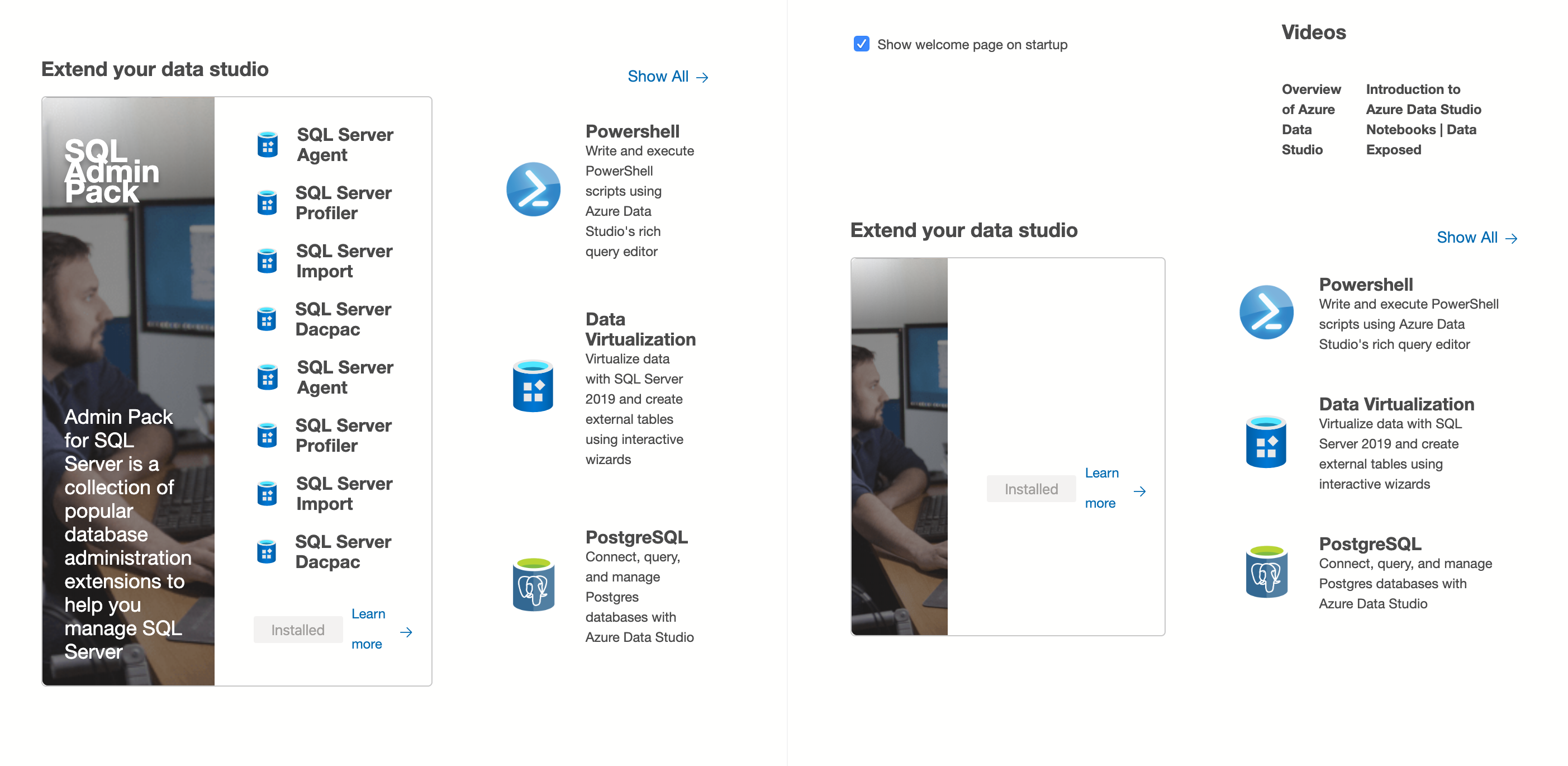 Welcome page extension pack list duplication issue · Issue #9992 · microsoft/azuredatastudio ...