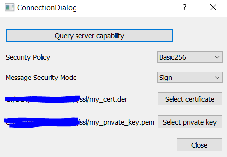 Setting security policy without loading private key and certificate ...