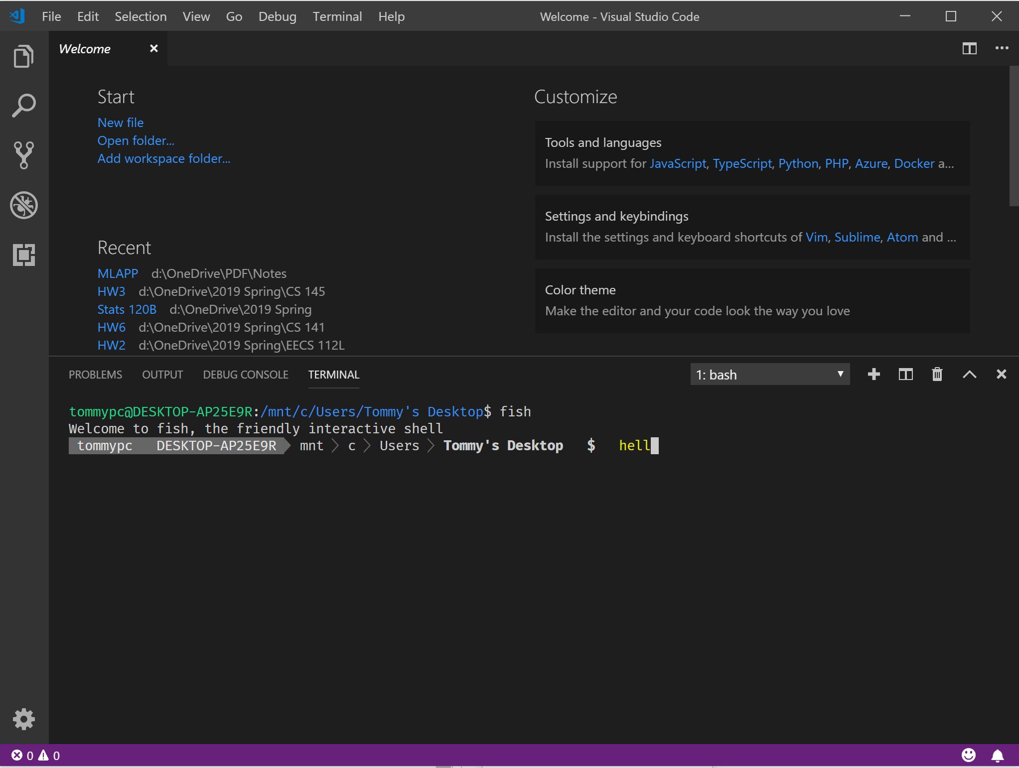 The cursor of integrated terminal has weird spacing when using ...