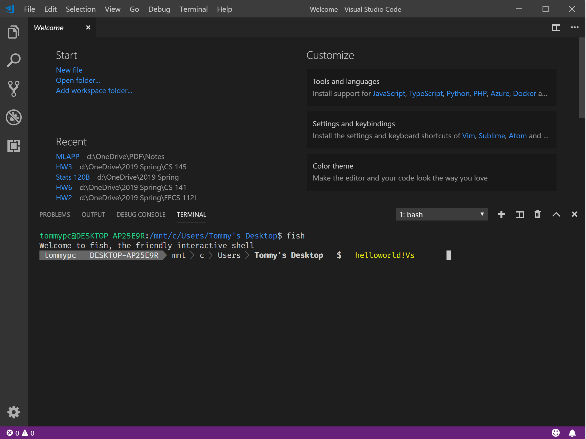 The cursor of integrated terminal has weird spacing when using ...