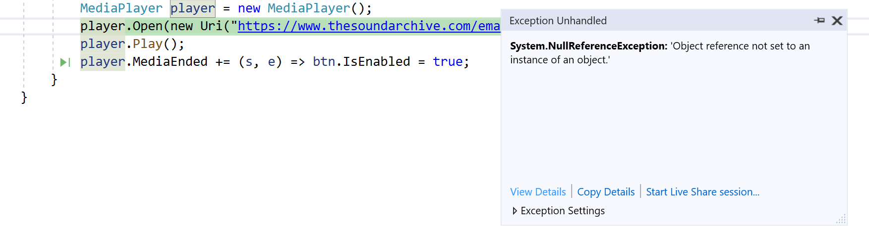 Mediaplayer Cannot Play Back Audio Files From Secure Sources