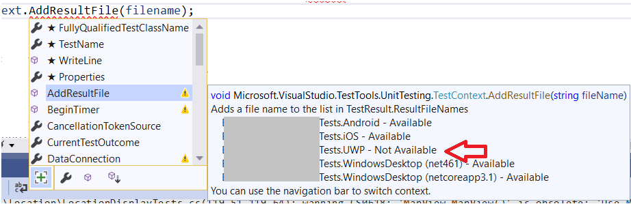 No Addresultfile Implementation In Testcontext On Uwp Test Project