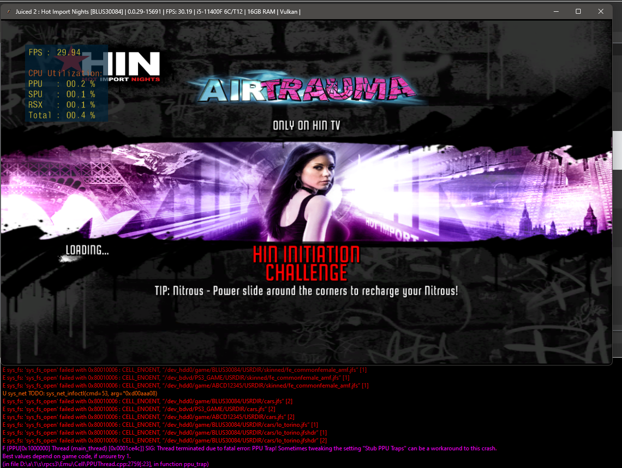 Juiced 2 Hot Import Nights Blus30084 Crashing When Loading Into A Race · Issue 14737 