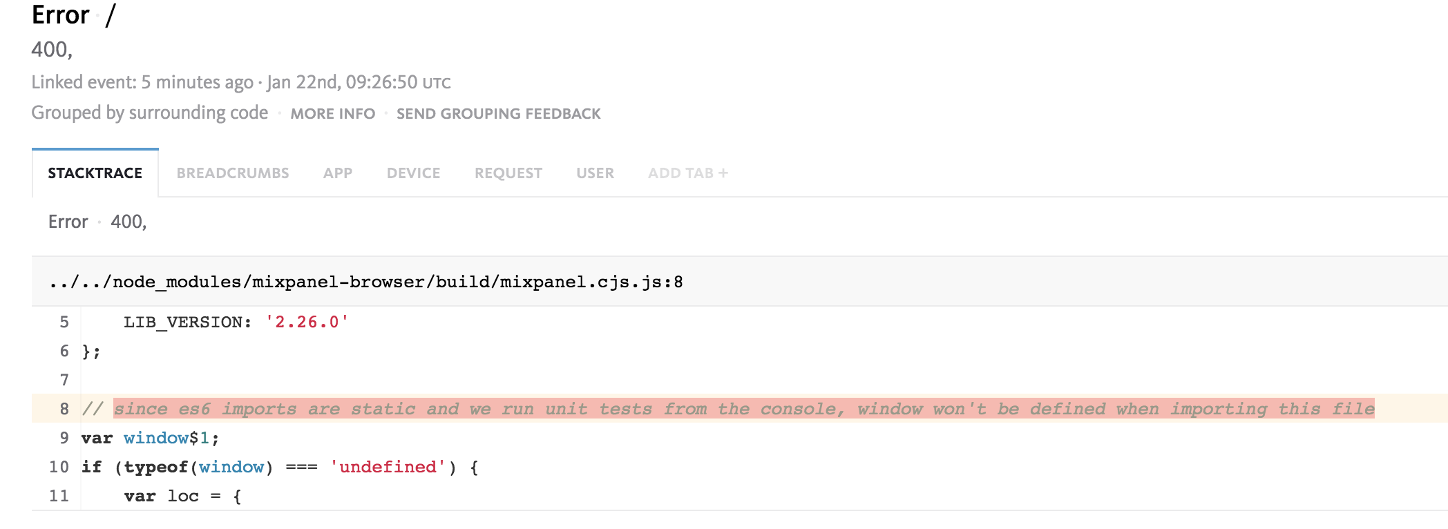 400 Error in Production · Issue #206 · mixpanel/mixpanel-js · GitHub