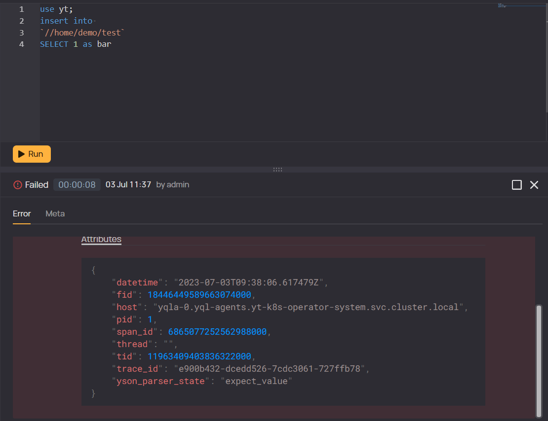 YQL queries not reading from a table fail in the UI · Issue #62 · ytsaurus/ytsaurus · GitHub