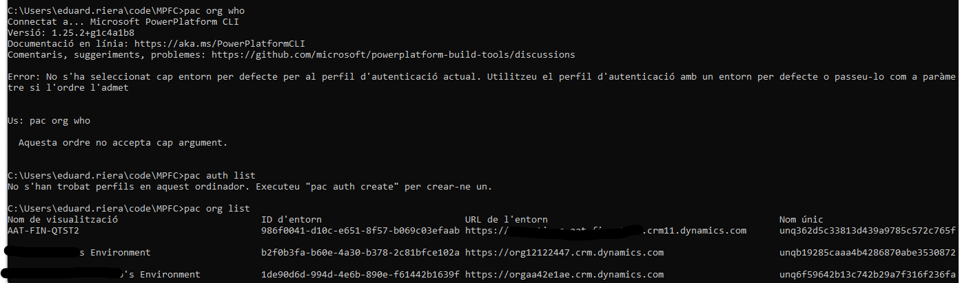 pac org list behaviour · microsoft powerplatform-build-tools · Discussion #405 · GitHub