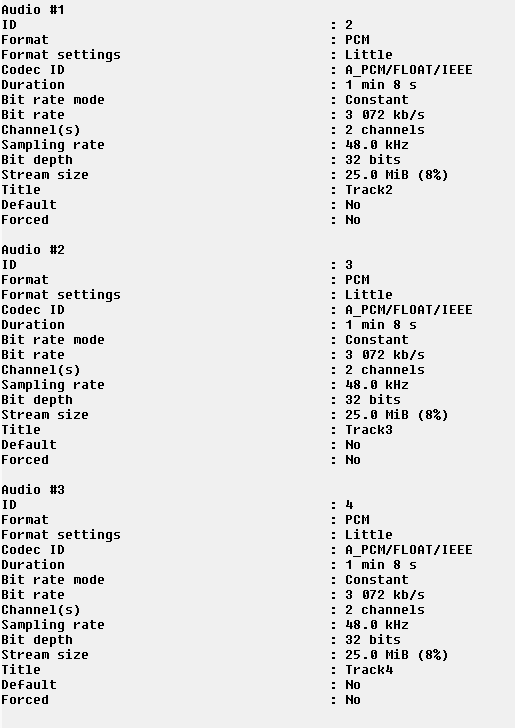 "Recording remuxed, but the file may be incomplete" PCM 32 Bit Float ...