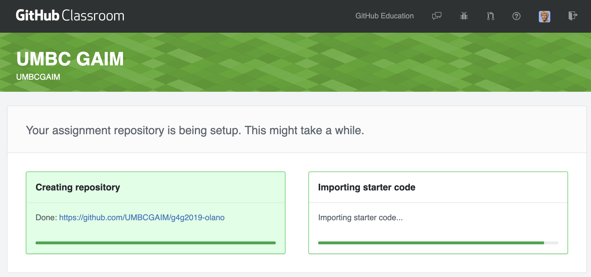 "Importing Starter Code" stalls on a large starter repository · Issue #2297 · github-education ...