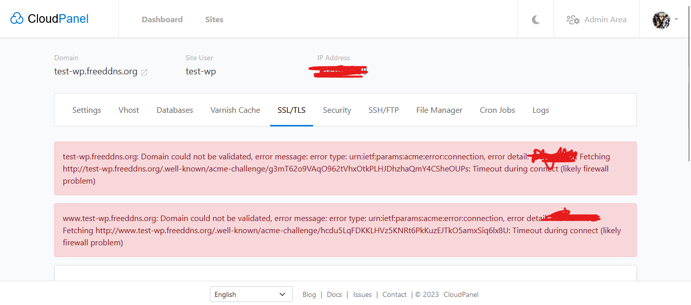 Always failed to issue Let's Encript certificate · Issue #250 · cloudpanel-io/cloudpanel-ce · GitHub