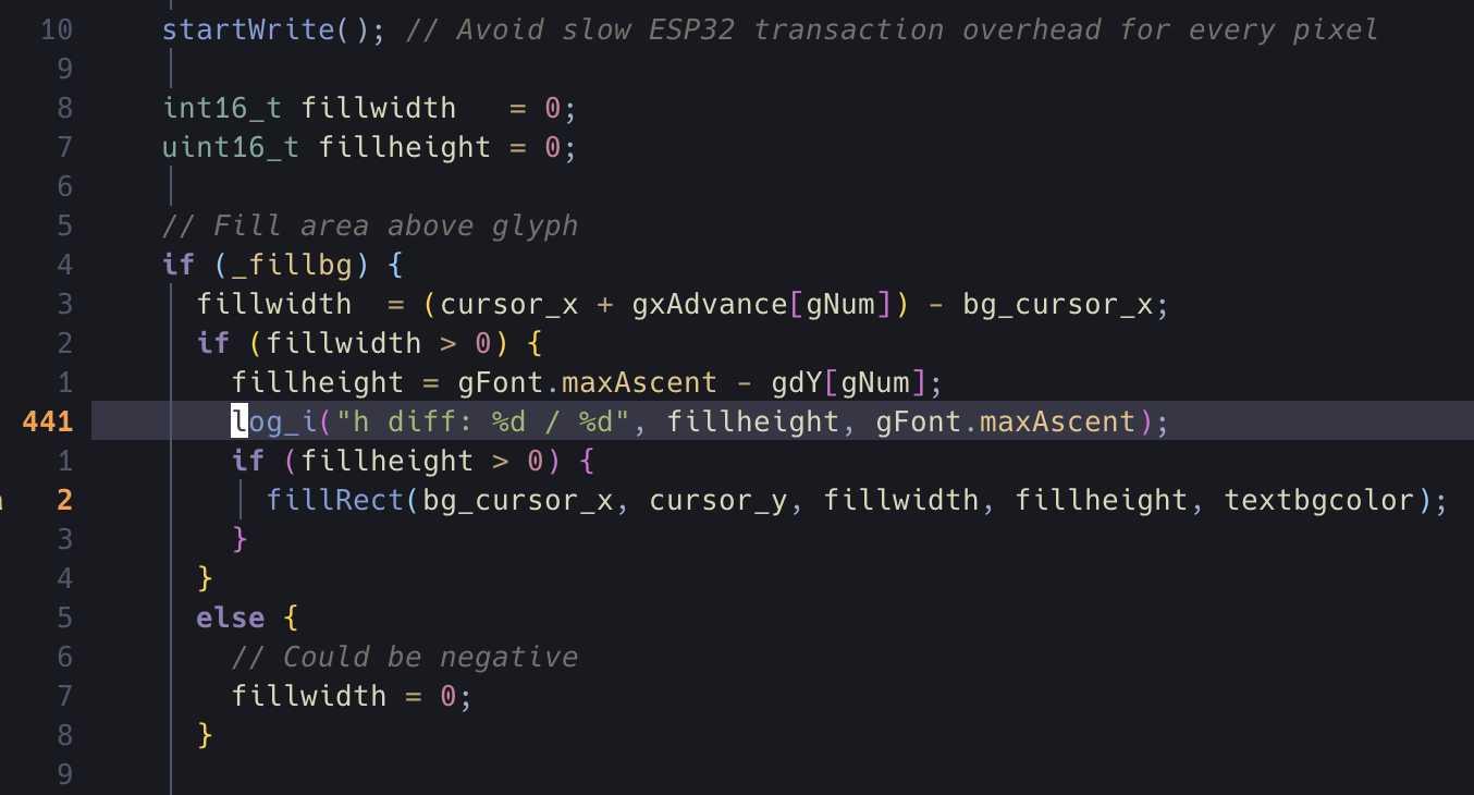 glyph background causing vertical line (`fillheight`) with custom font ...