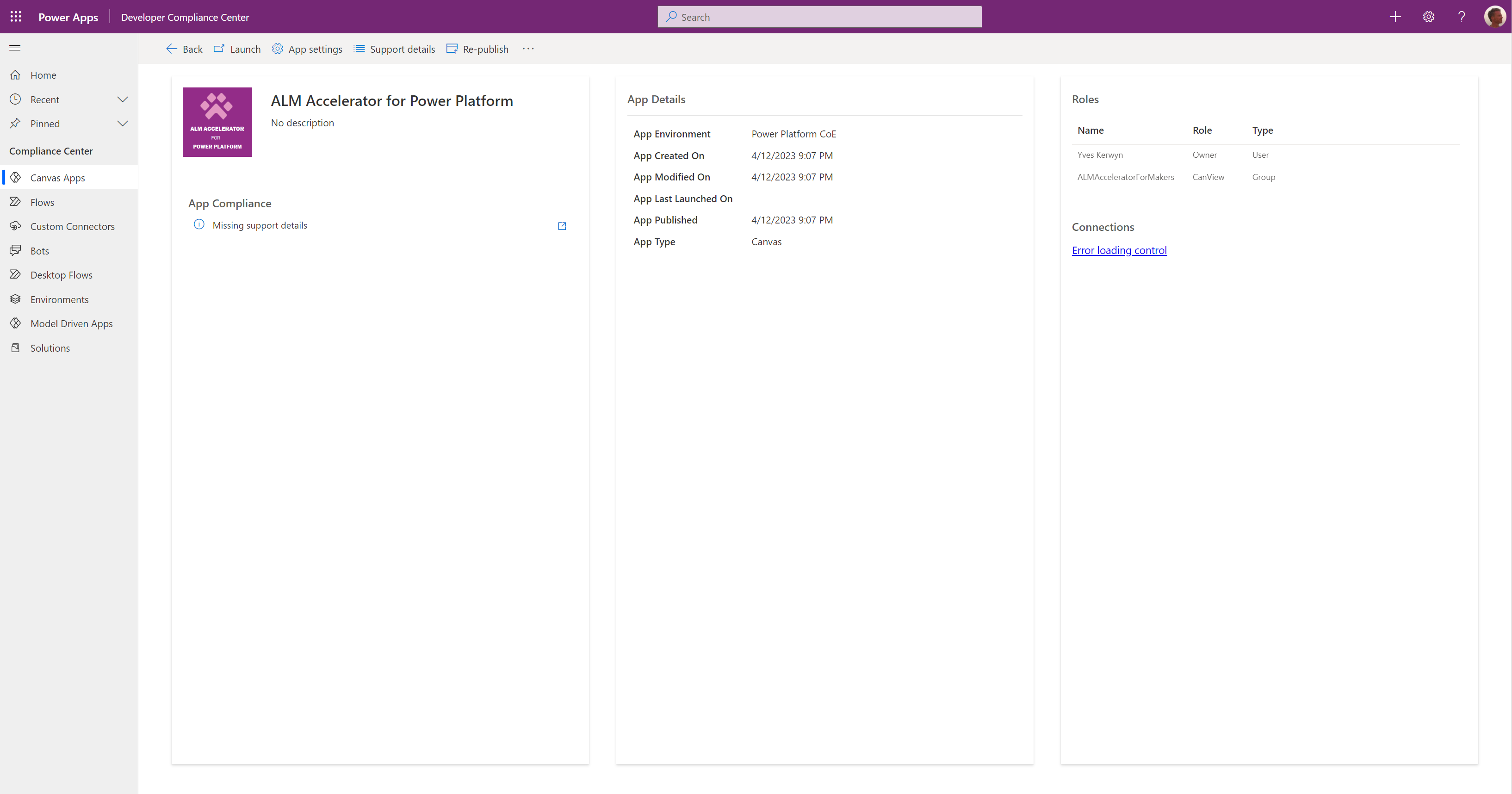 [CoE Starter Kit - BUG] Error loading control in Developer Compliance Center · Issue #5505 ...