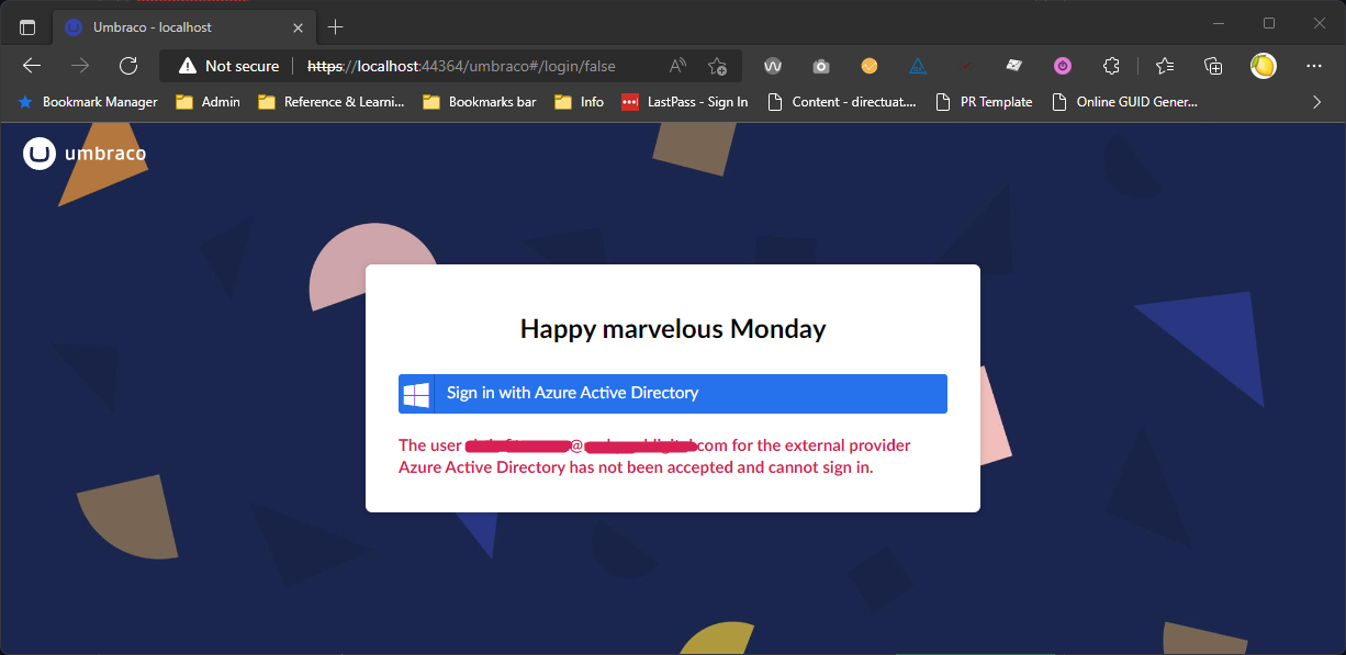 Returning false in OnExternalLogin still logs the user in · Issue #12707 · umbraco/Umbraco-CMS ...