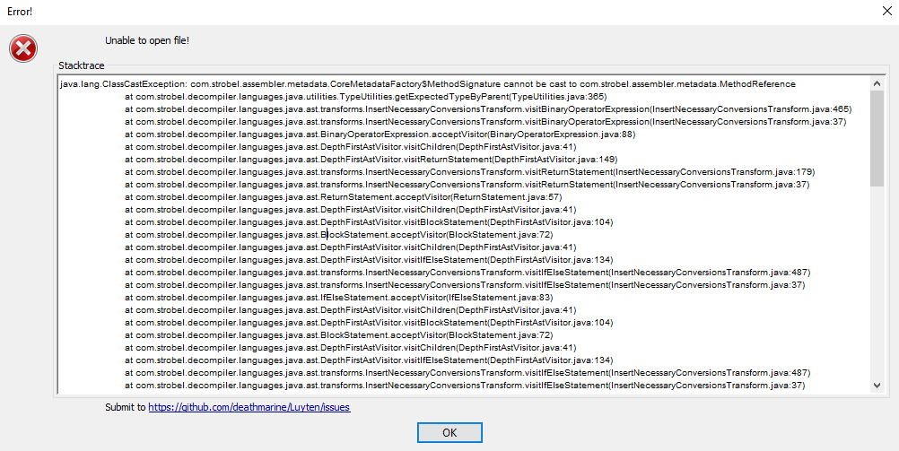 unable to open · Issue #318 · deathmarine/Luyten · GitHub