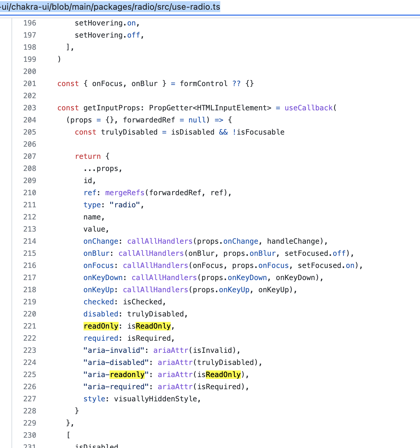 Radio input having aria-readonly attribute breaks a11y validations ...