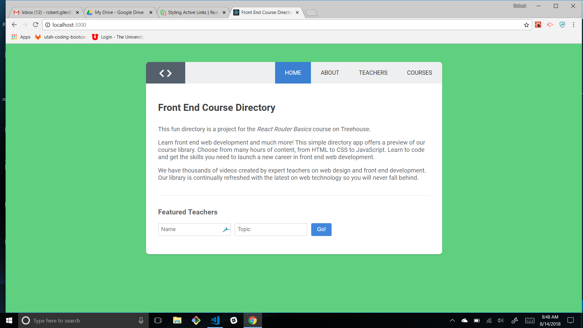 GitHub - rgiles008/React-Router: Basic React Router Application