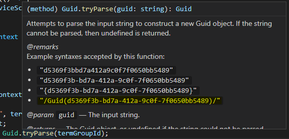 Guidtryparse Not Working · Issue 7079 · Sharepointsp Dev Docs · Github 1056