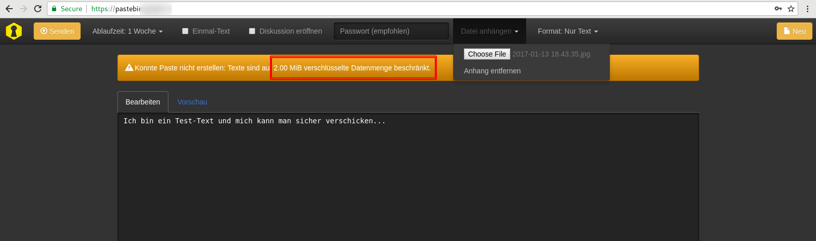 file size of attachment cannot exceed 2MiB · Issue #406 · PrivateBin/PrivateBin · GitHub