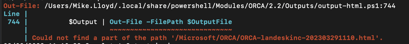 Out-File could not find a part of the path · Issue #170 · cammurray/orca · GitHub