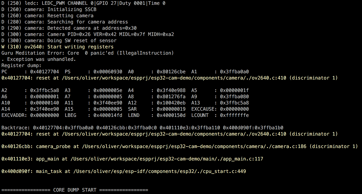 Problem Esp32 Paniced When Running Ov2640camera Initialization Idfgh 943 · Issue 3283
