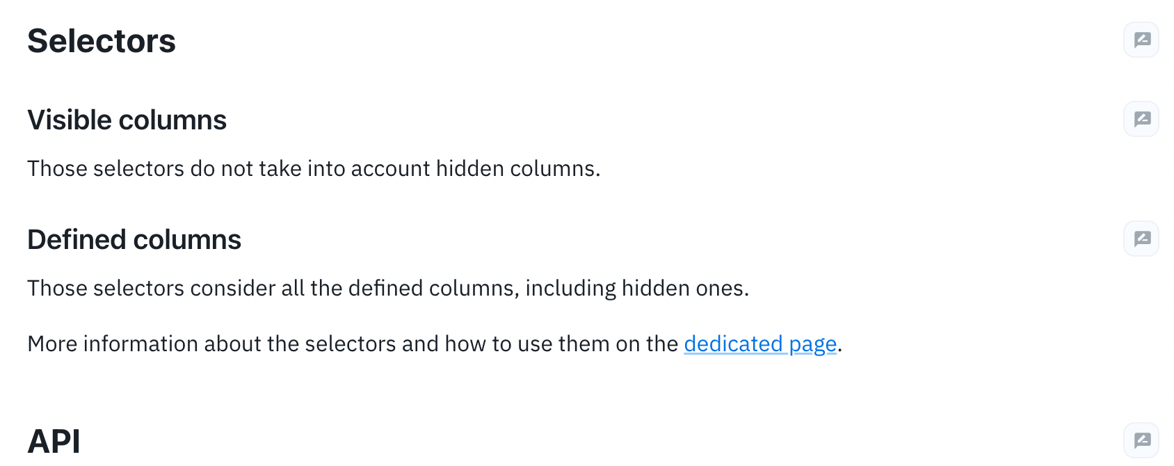 Docs Column Selectors Are Not Documented · Issue 7217 · Muimui X · Github 