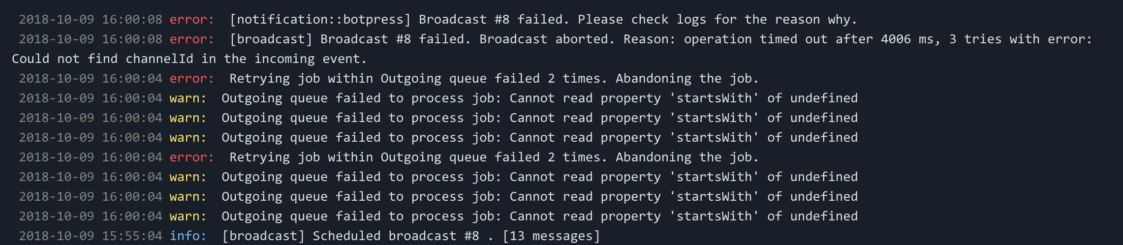 Broadcast Errors Cannot Read Property Startswith Of Undefined