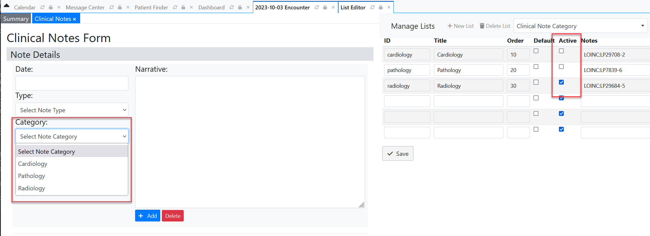 bug: Clinical Note Category does not respect Active setting · Issue #6907 · openemr/openemr · GitHub